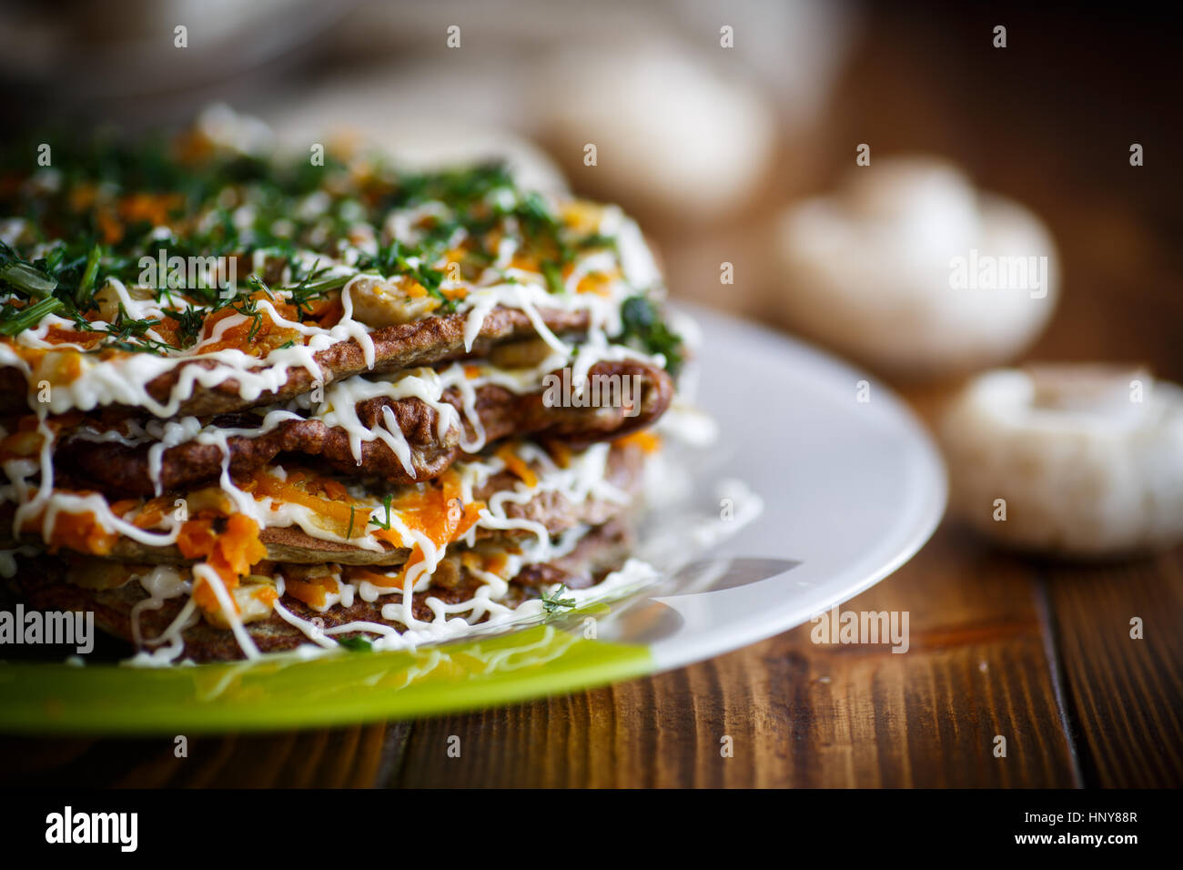 liver cake stuffed with vegetables Stock Photo - Alamy
