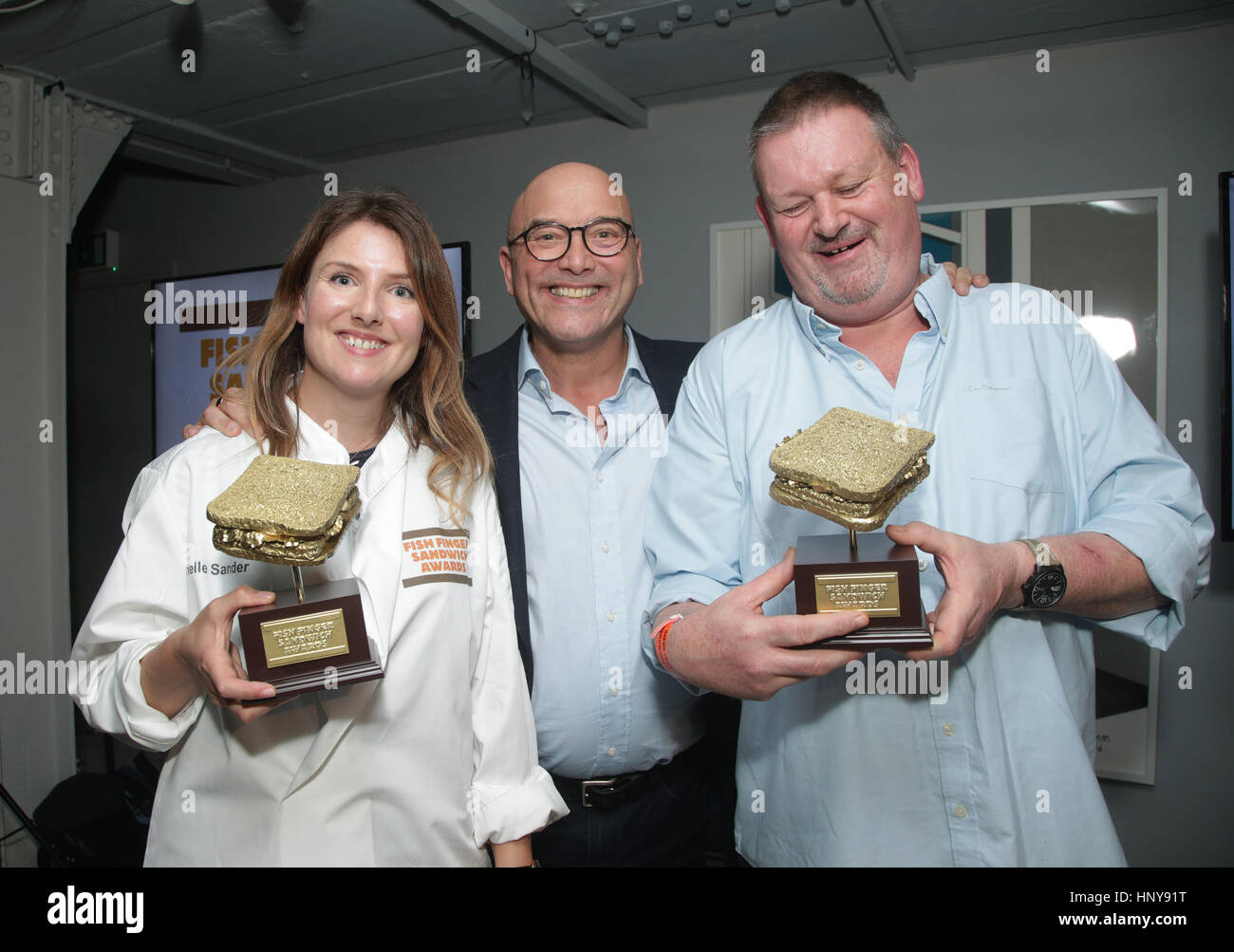 One of the judges Gregg Wallace (centre) with the winners Gabrielle ...