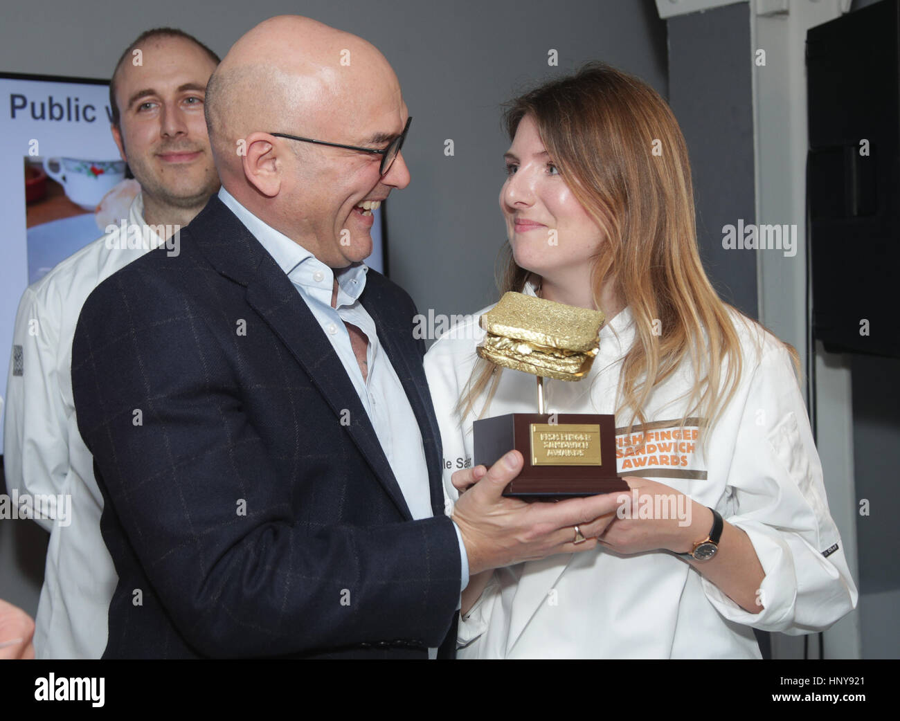 One of the judges Gregg Wallace presents Gabrielle Sanders with the ...