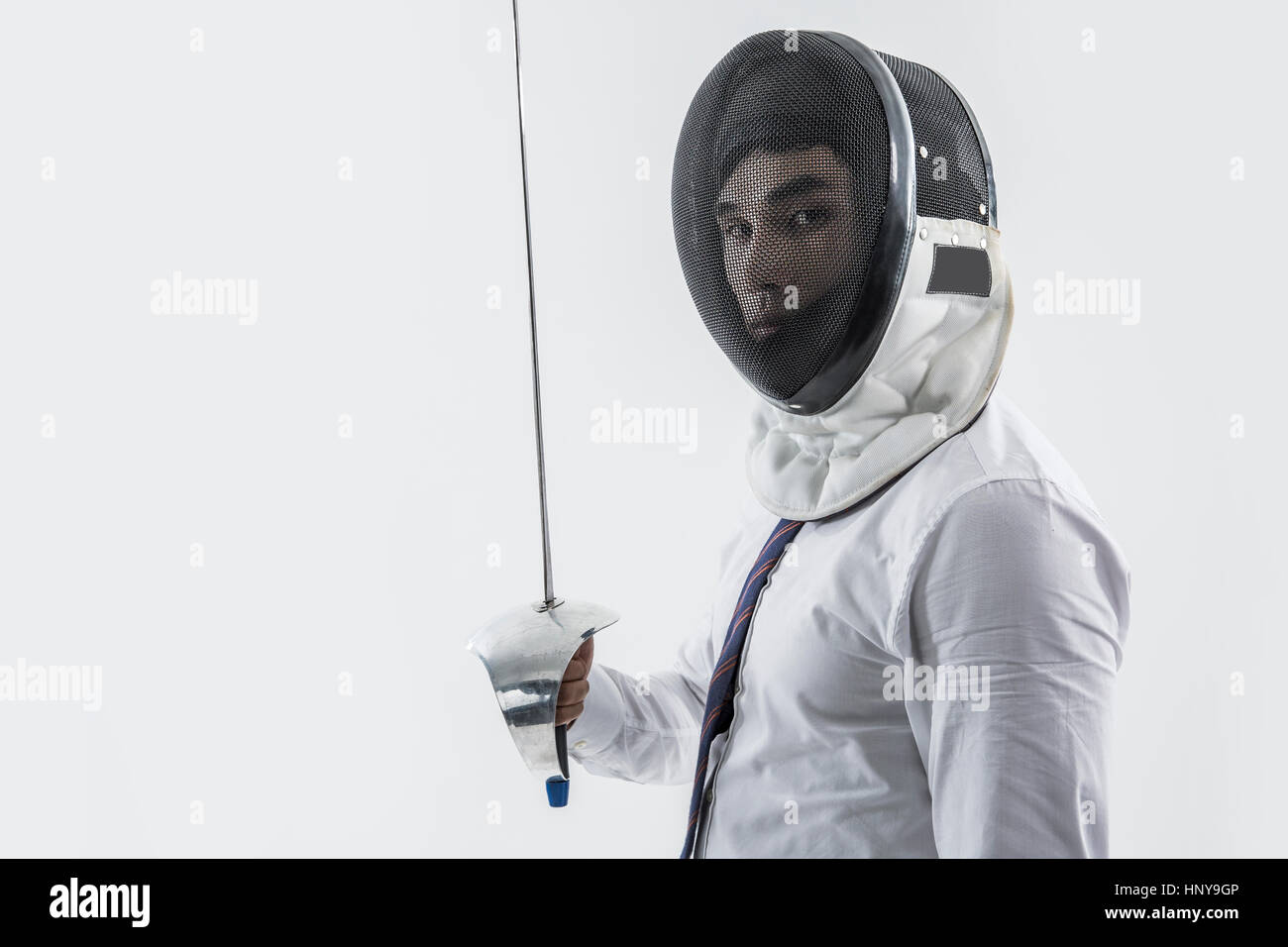 Portrait of fencing player Stock Photo - Alamy