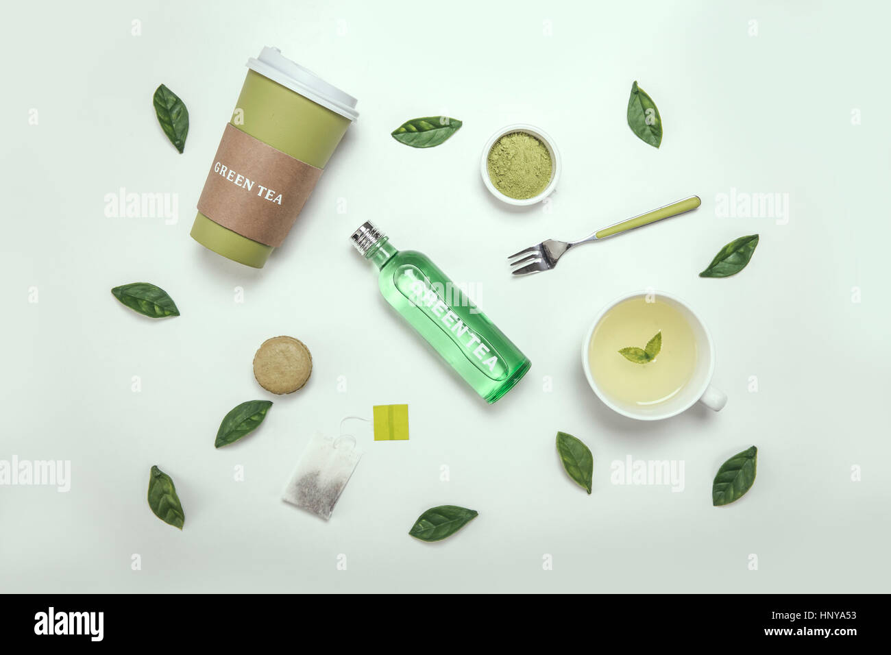 Various products with green tea Stock Photo - Alamy