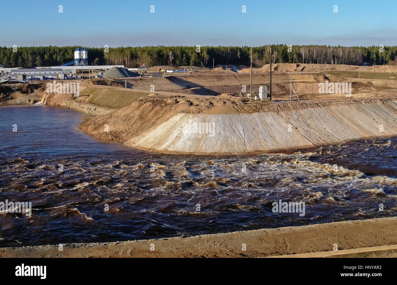 Construction of Vitebsk hydroelectric power station.View on the exit of ...