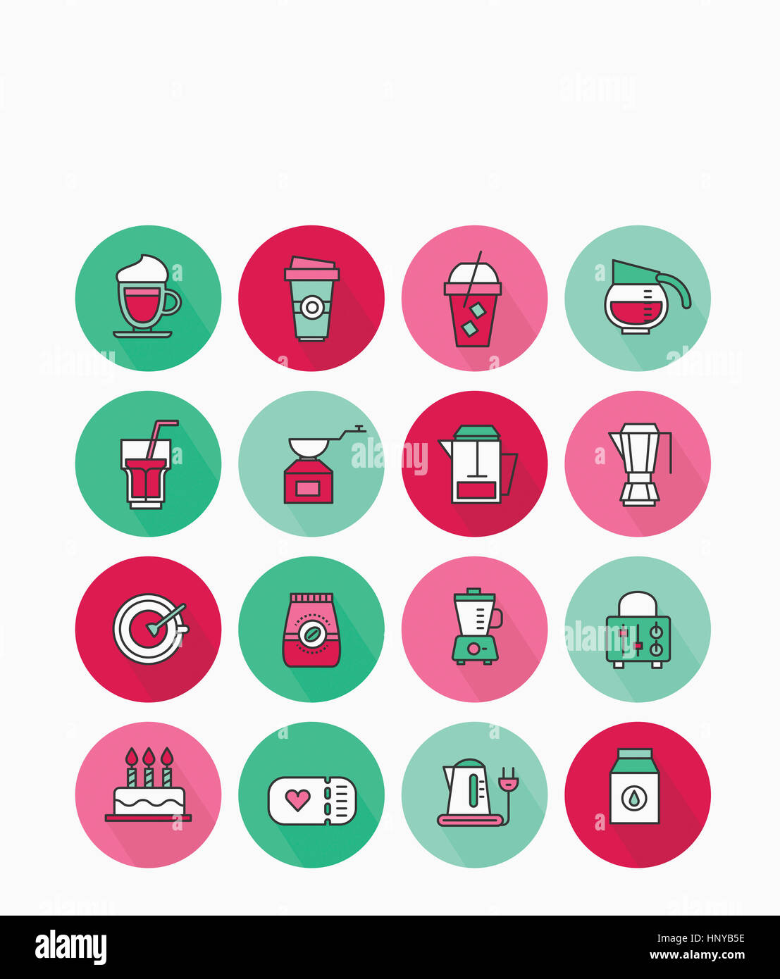Various icons related to cafe Stock Photo - Alamy