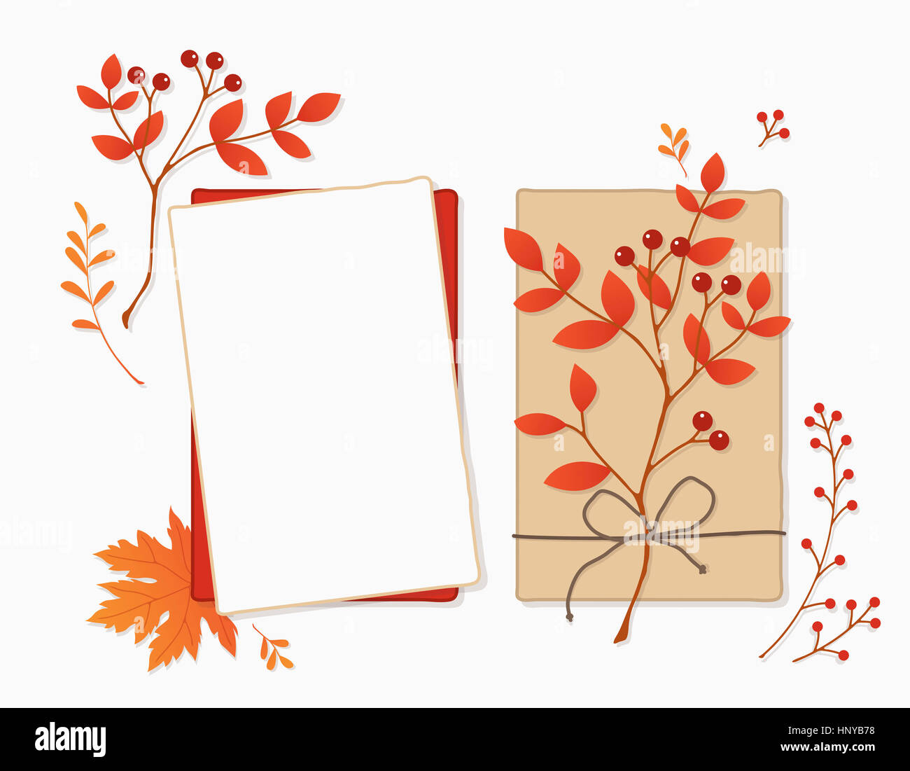 Letter papers with autumn leaves Stock Photo - Alamy
