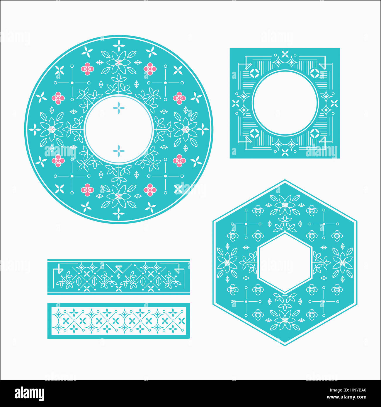 Mint labels with flowers patterns Stock Photo - Alamy