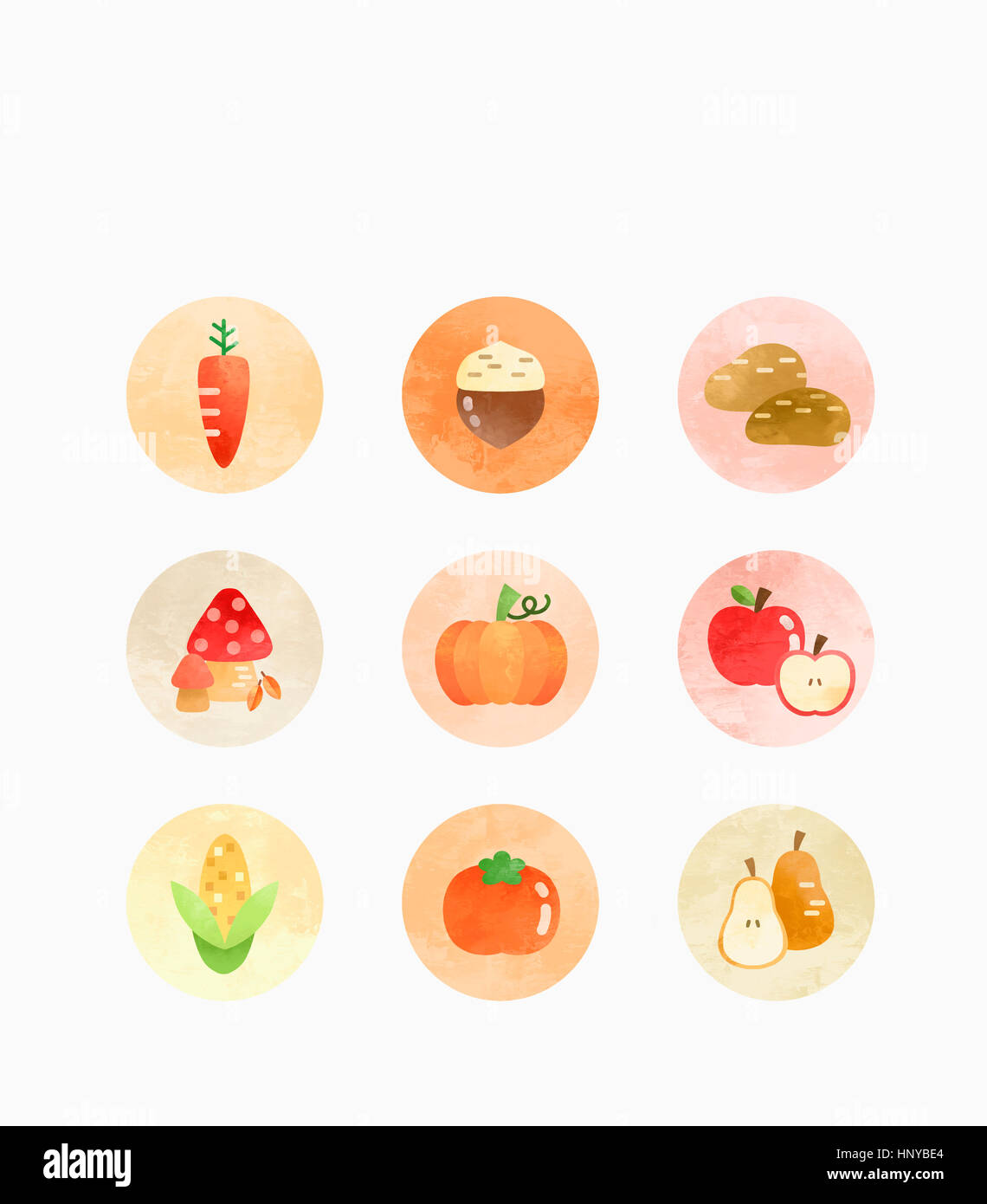 Icons of various vegetables and fruits in fall Stock Photo - Alamy