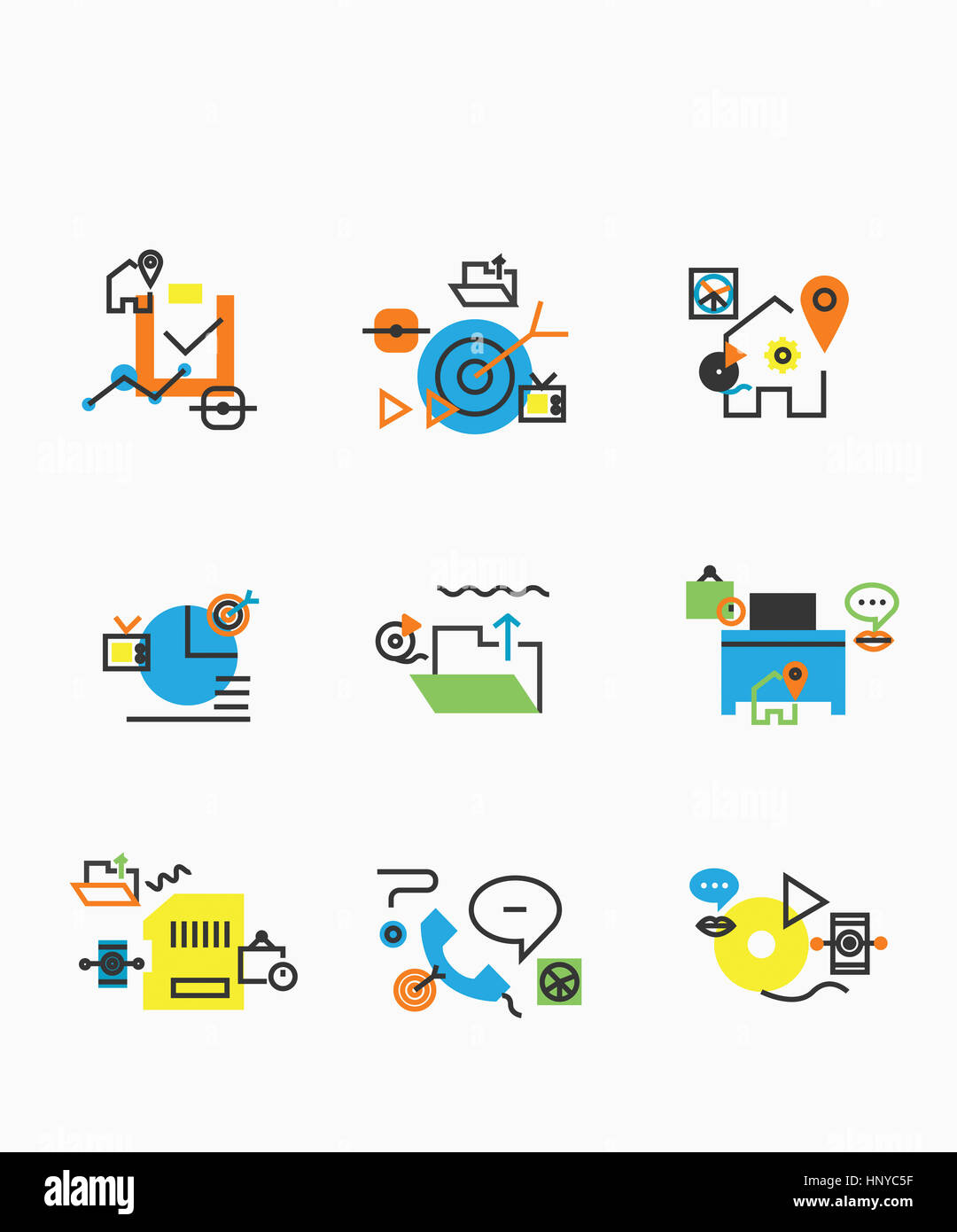 Various icons related to business Stock Photo - Alamy