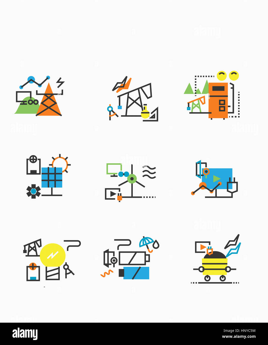 Icons related electric energy hi-res stock photography and images - Alamy