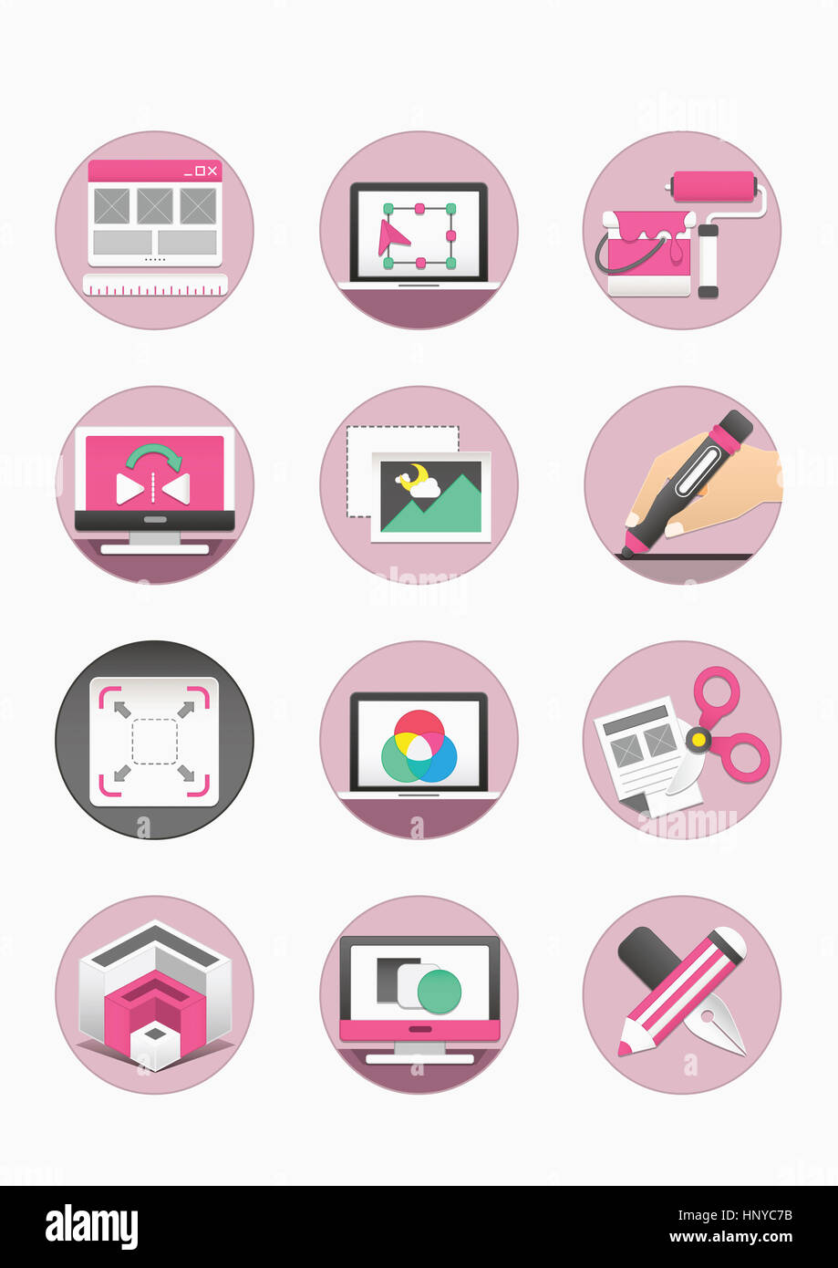 Various icons related to design Stock Photo - Alamy