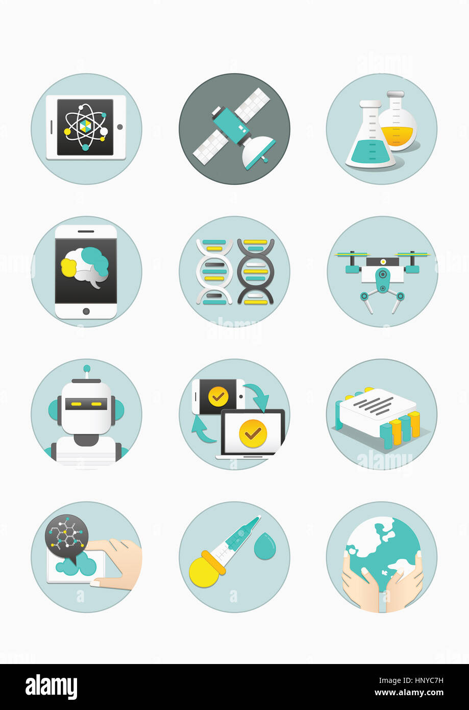 Various icons related to science Stock Photo - Alamy