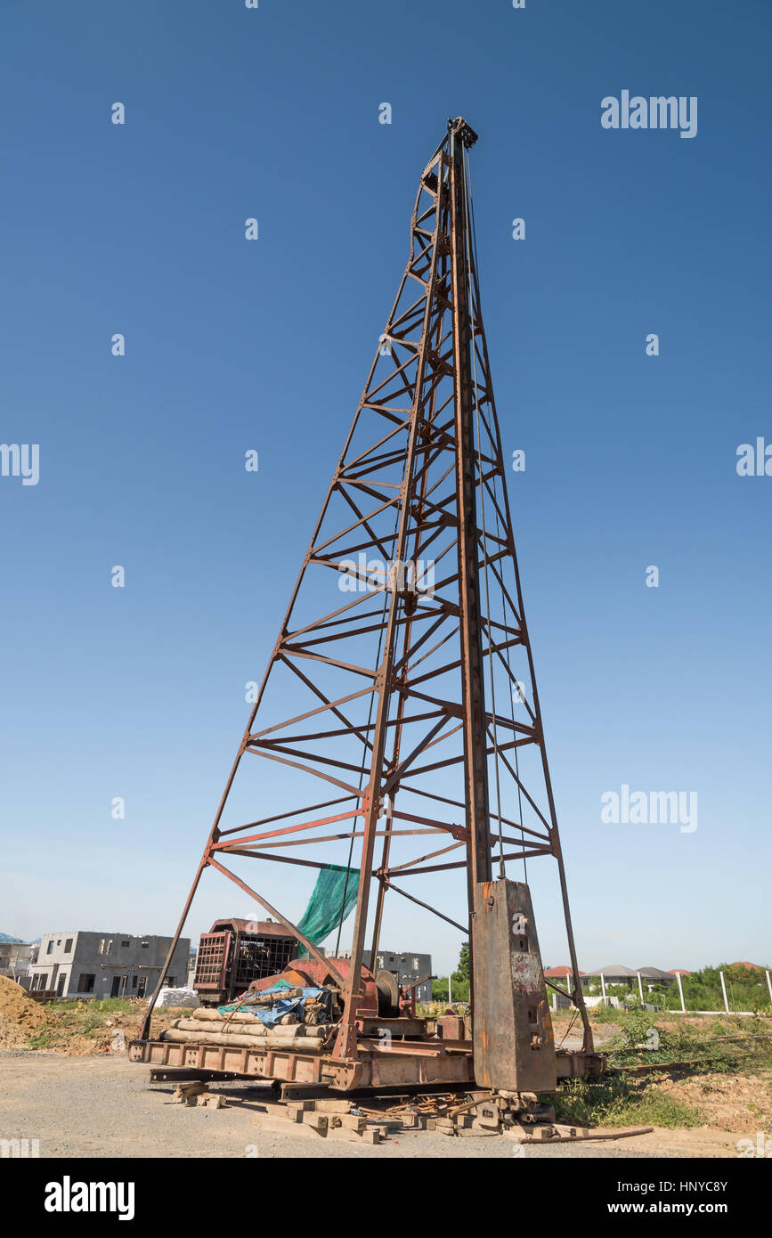 Piling works machine in construction site Stock Photo - Alamy