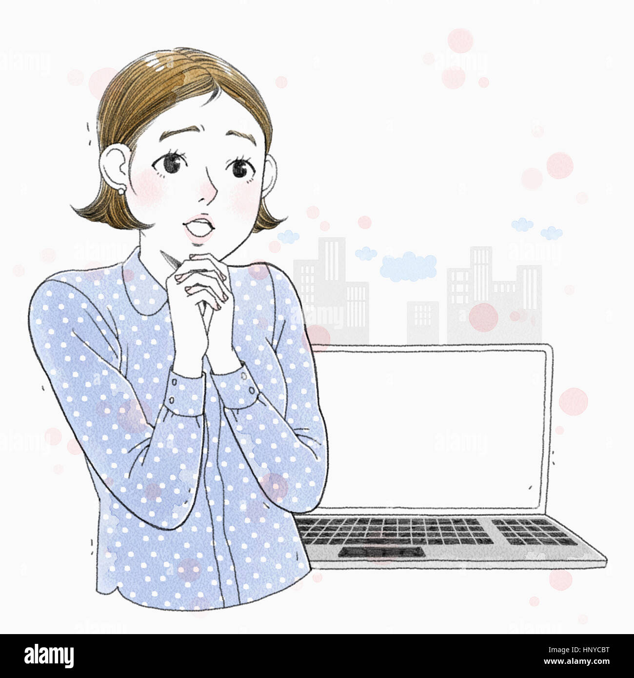 Smiling woman folding her hands Stock Photo - Alamy
