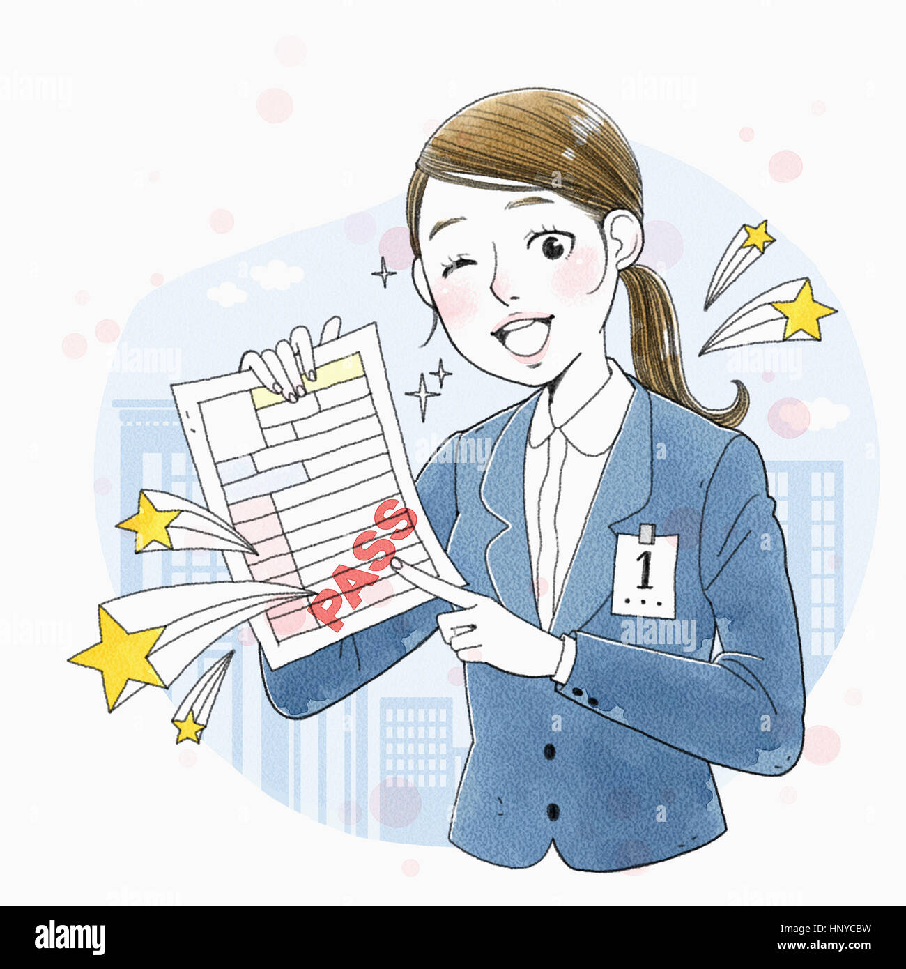Smiling successful female job seeker Stock Photo - Alamy