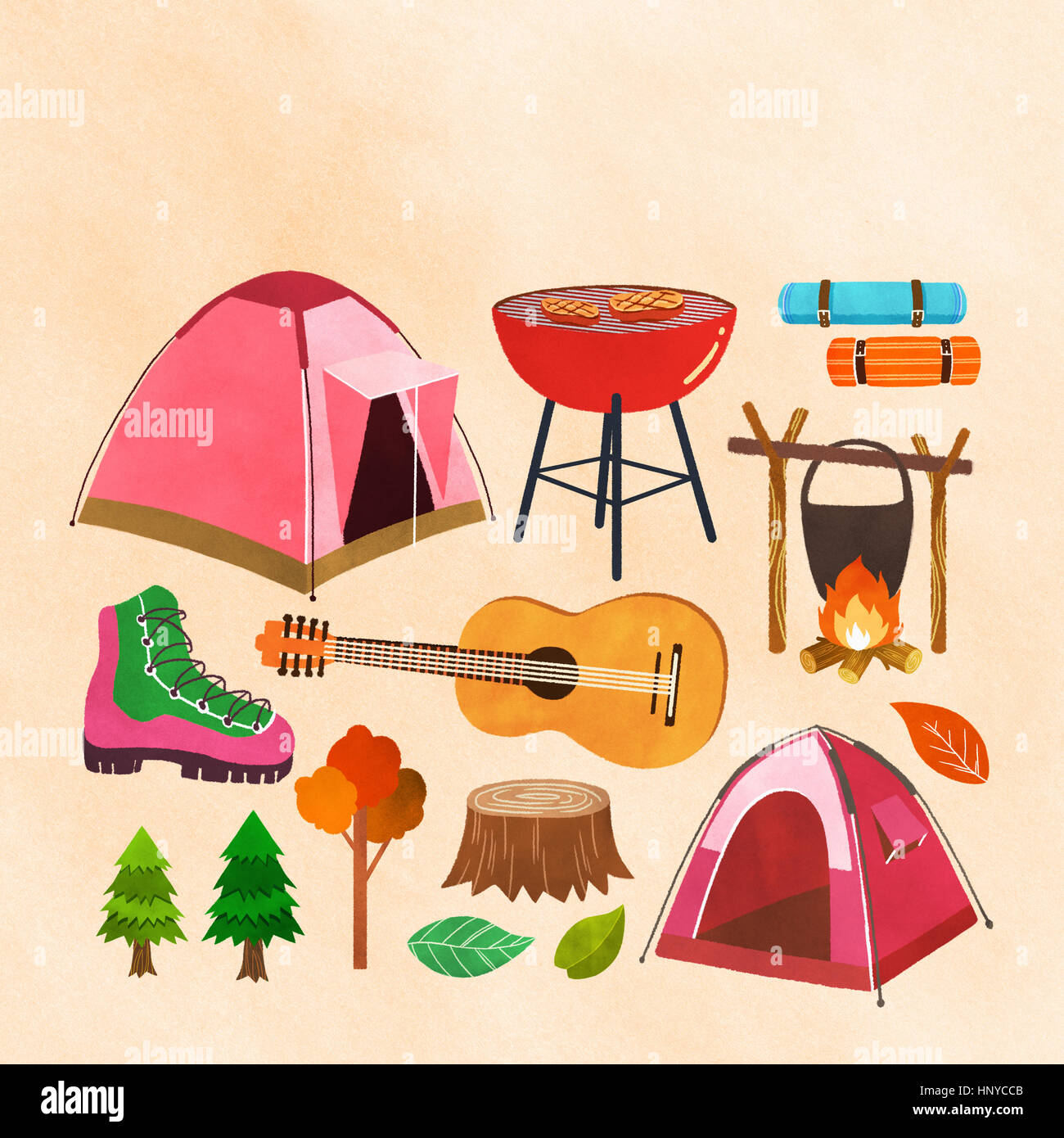 Objects for camping Stock Photo - Alamy
