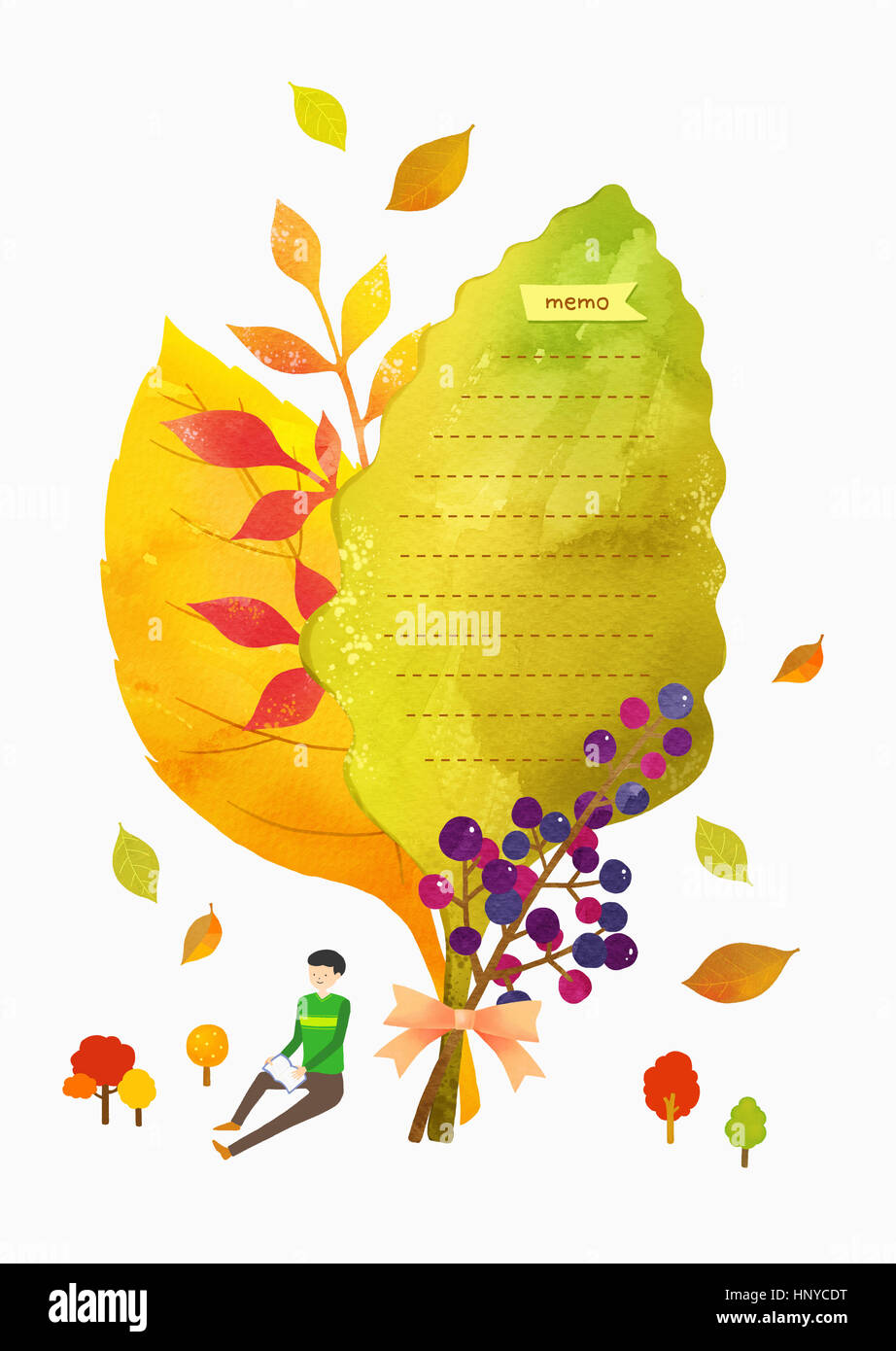 Memo with autumn leaves Stock Photo - Alamy