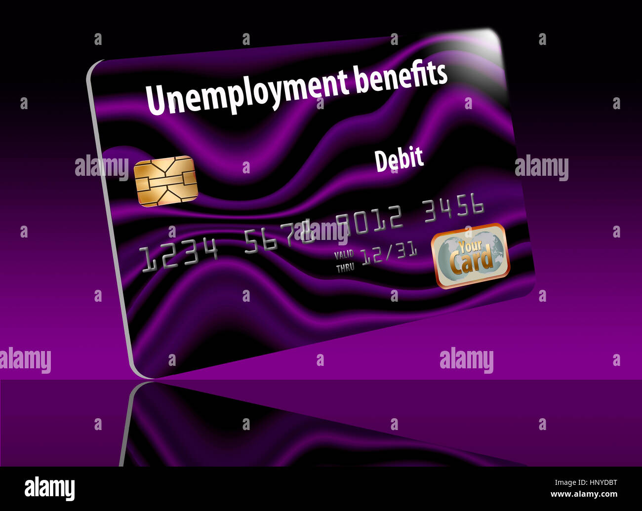A state issued Unemployment Benefits debit card is seen here isolated ...