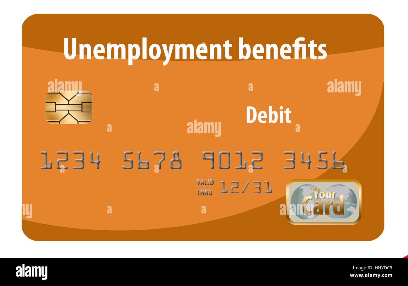 A state issued Unemployment Benefits debit card is seen here isolated ...