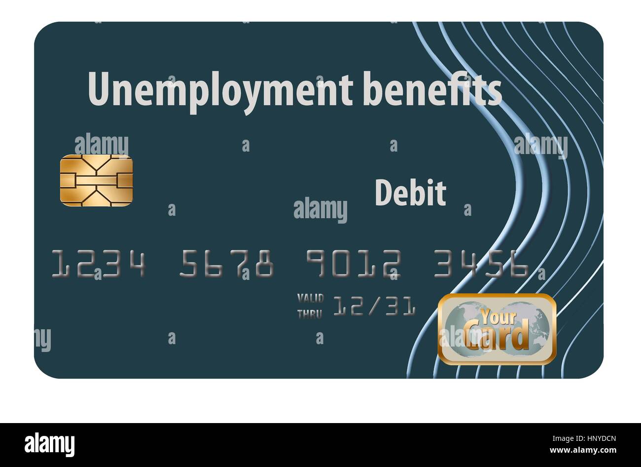 A state issued Unemployment Benefits debit card is seen here isolated ...