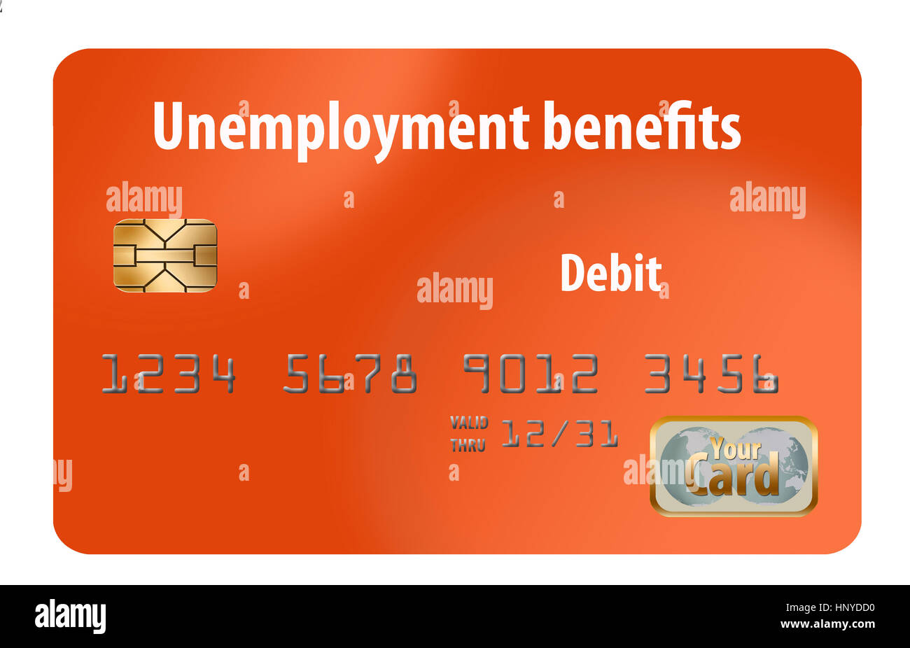 A state issued Unemployment Benefits debit card is seen here isolated ...