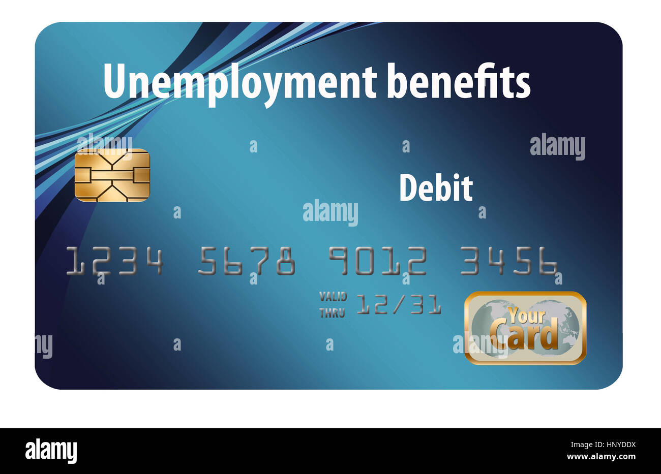 A state issued Unemployment Benefits debit card is seen here isolated ...