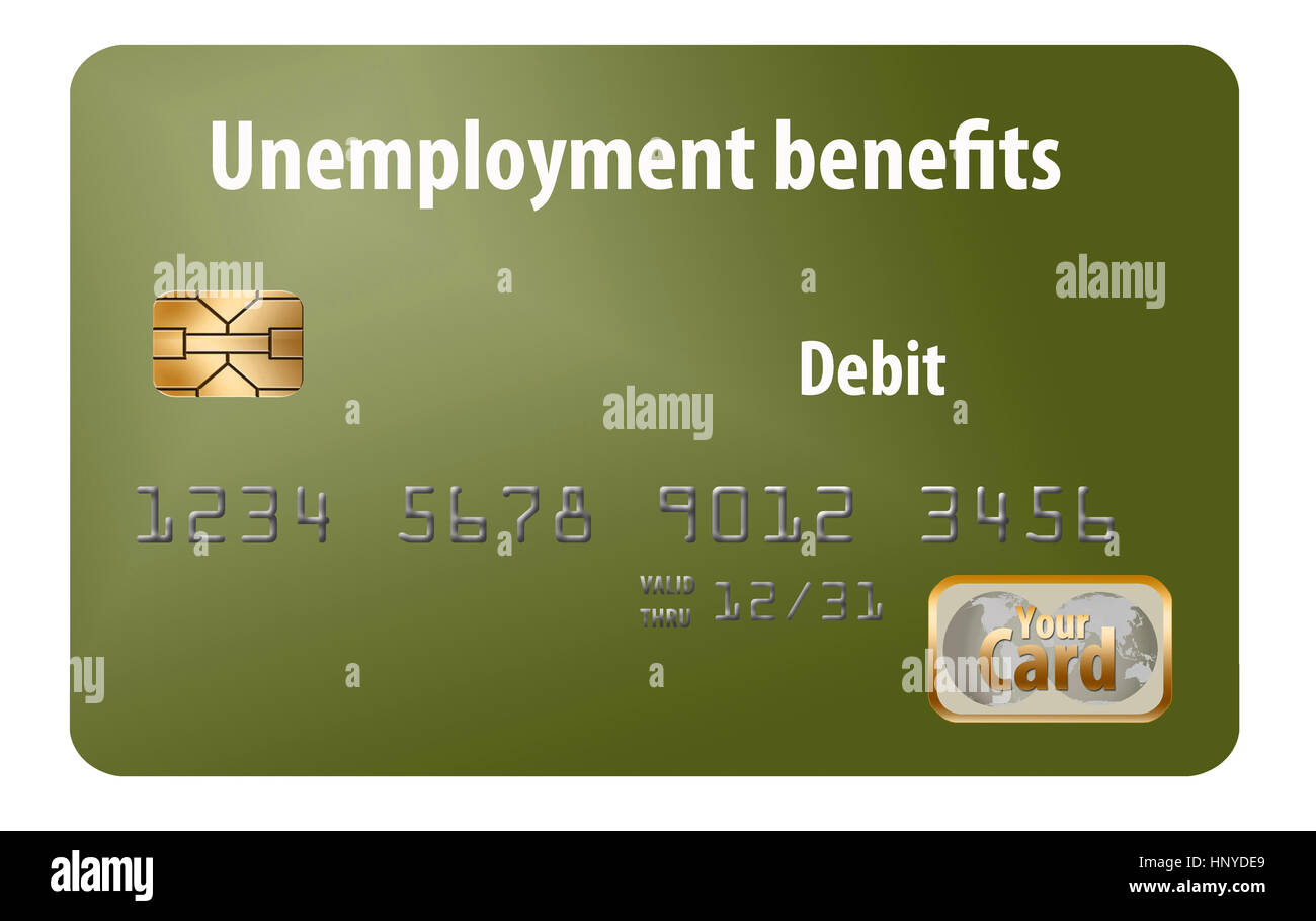 A state issued Unemployment Benefits debit card is seen here isolated ...