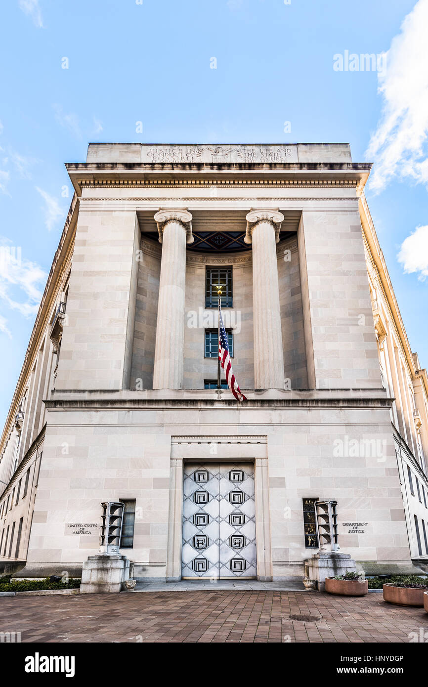 Washington DC, USA - January 28, 2017: Department of Justice building ...