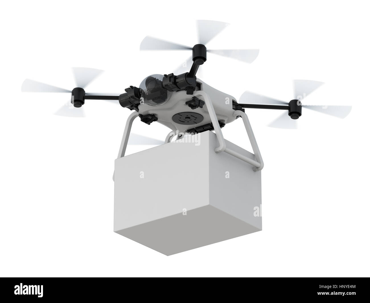 3d rendering delivery drone with white box Stock Photo - Alamy
