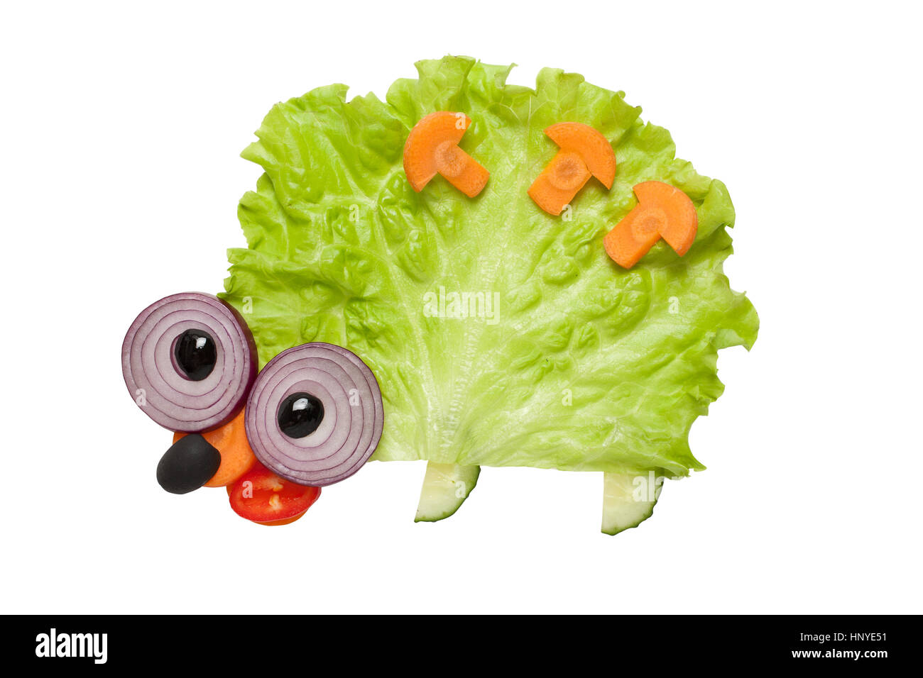 Funny hedgehog made of vegetables on white background Stock Photo - Alamy