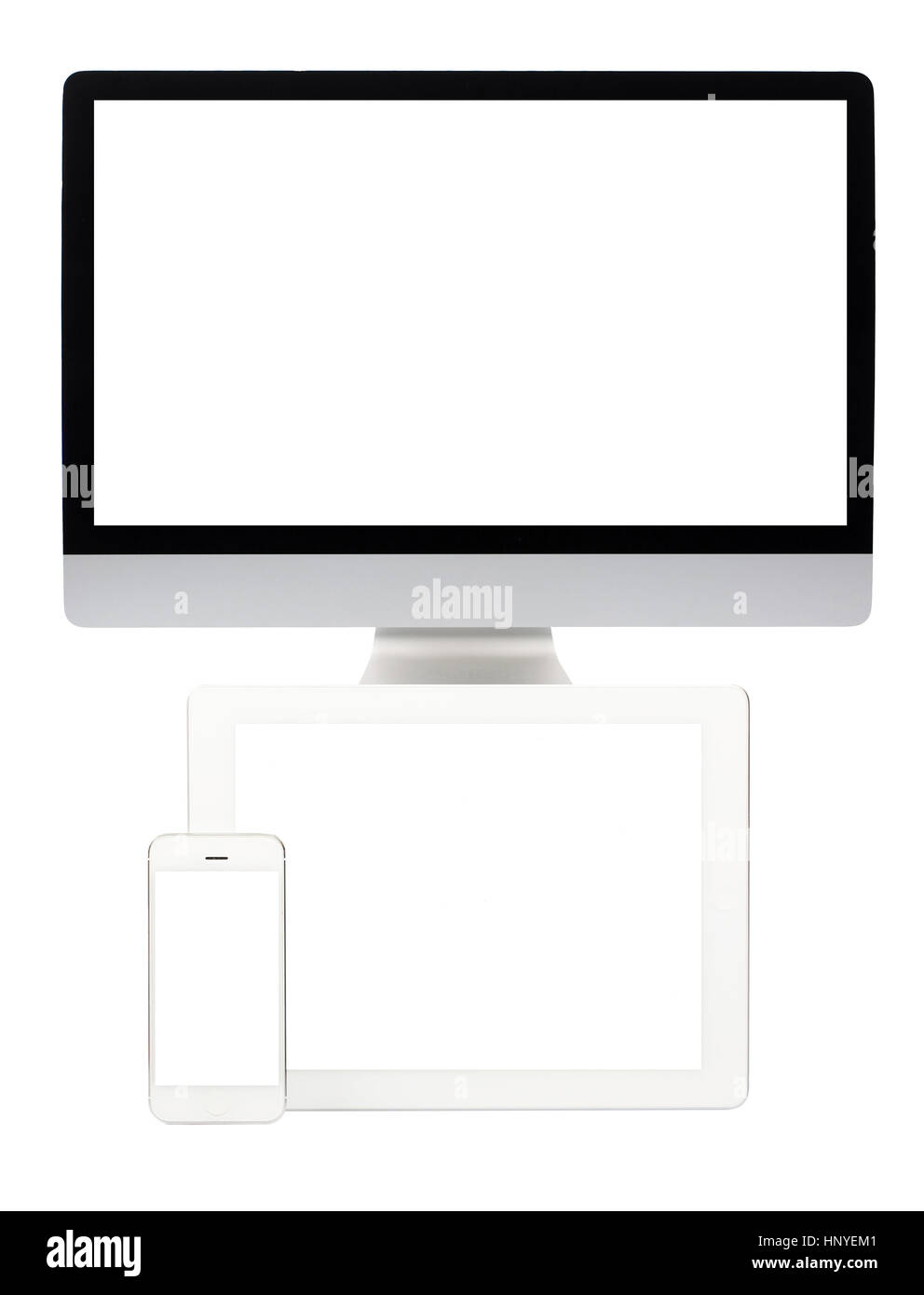 Computer, Tablet and Smartphone on White Background Stock Photo - Alamy