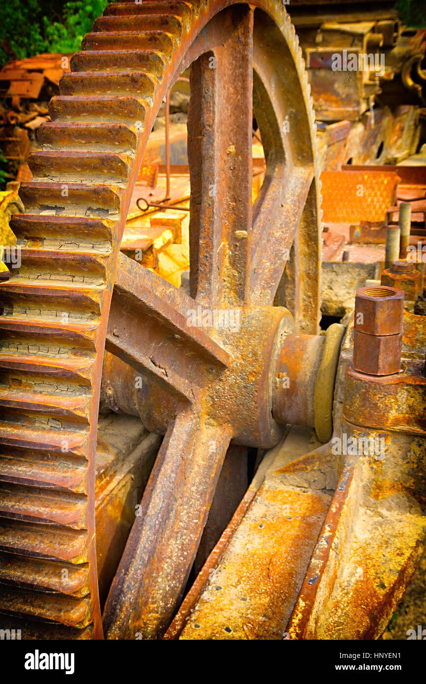 Old rusty mechanisms of industrial equipment background Stock Photo - Alamy