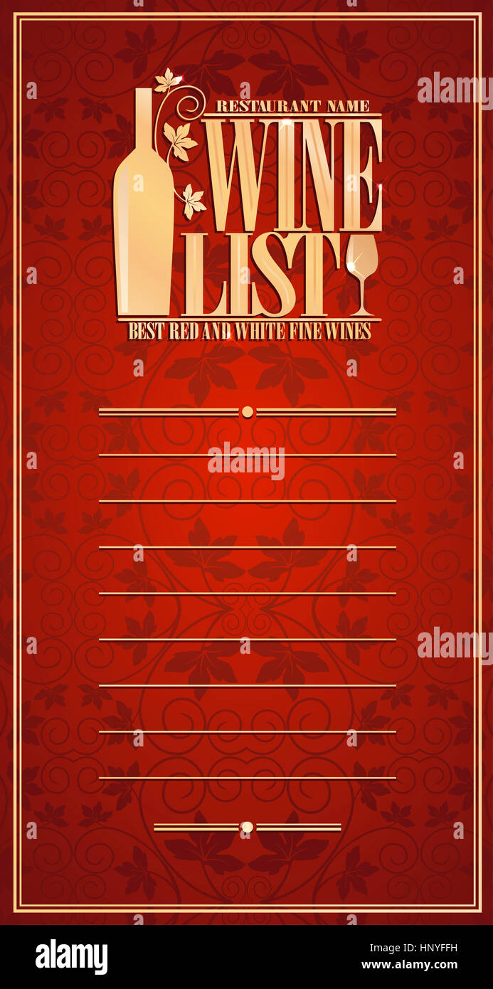 Vintage Wine List long design card Stock Photo - Alamy