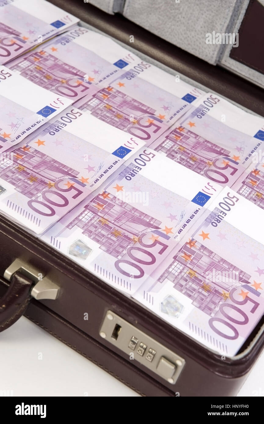 Voller Geldkoffer - full money bag Stock Photo - Alamy