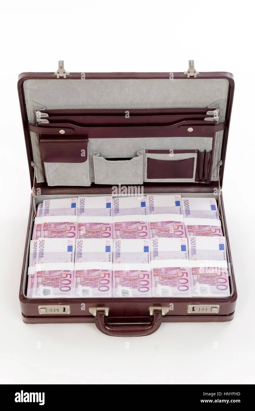 Voller Geldkoffer - full money bag Stock Photo - Alamy