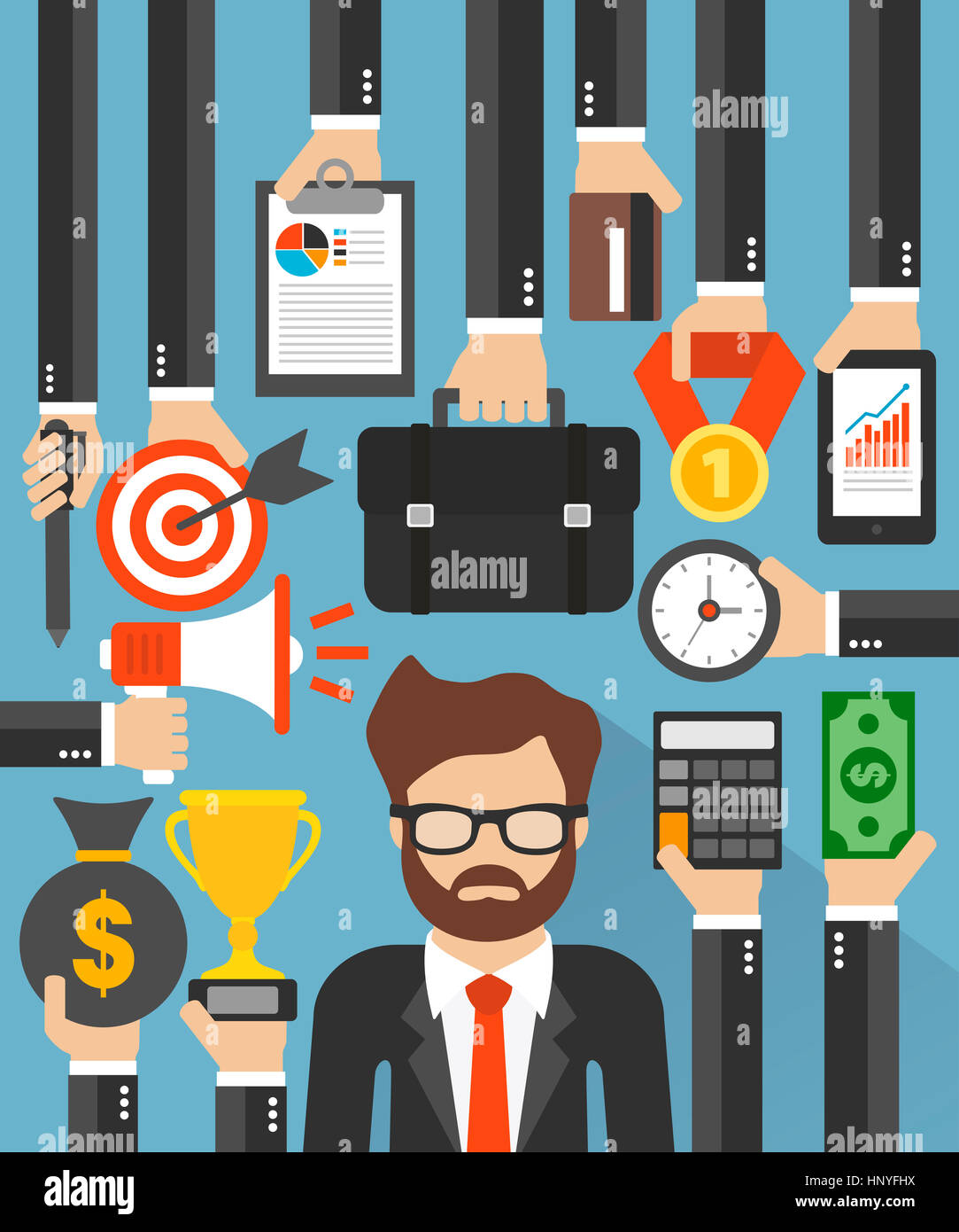 Businessman, Management flat design.Vector illustration Stock Photo - Alamy