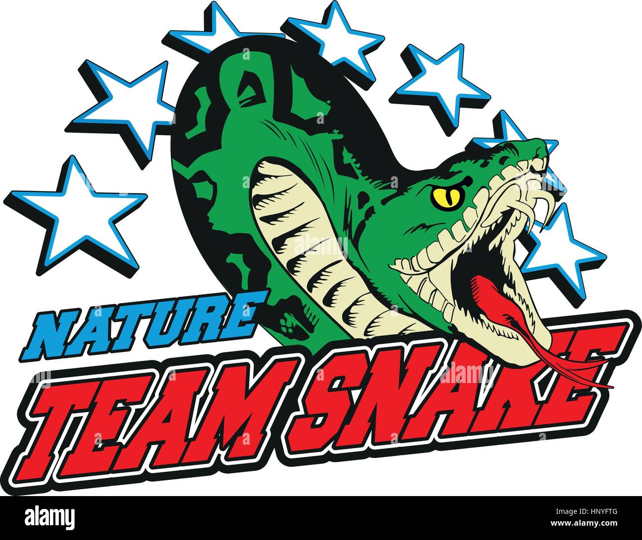 the body of a snake with stars in the background and the writing team ...