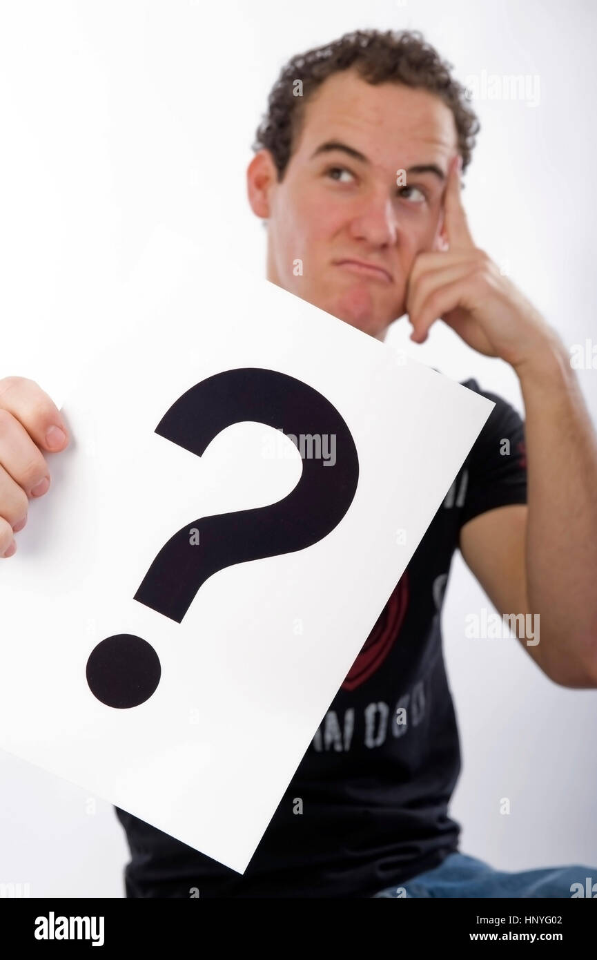 Model release , Jugendlicher mit Fragezeichen - teenager with question ...
