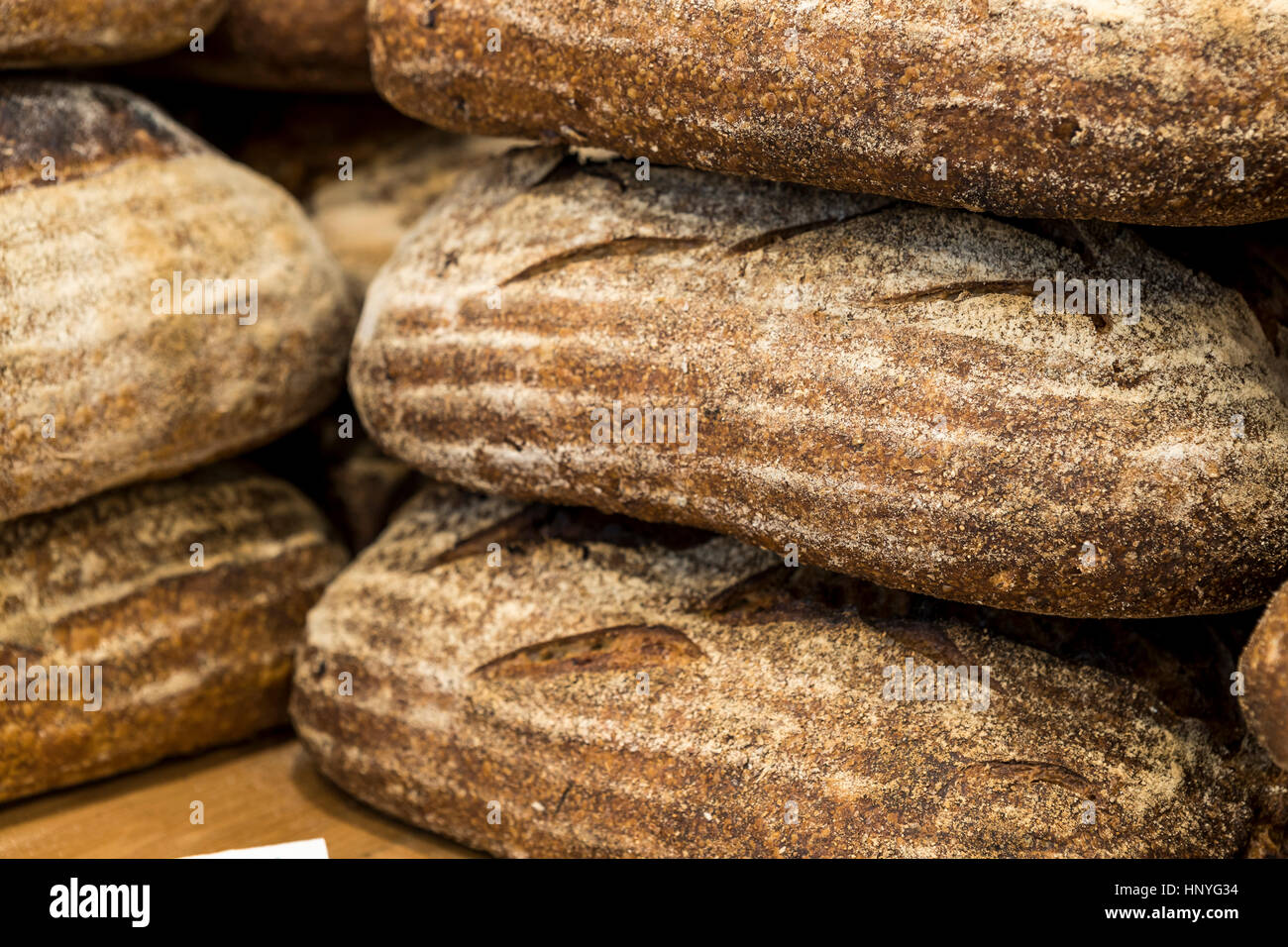 Sourdough loaves. Local bread making at The Angel Bakery, Abergavenny ...