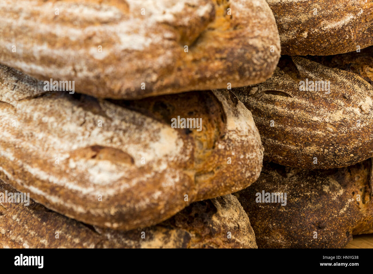 Sourdough loaves. Local bread making at The Angel Bakery, Abergavenny ...