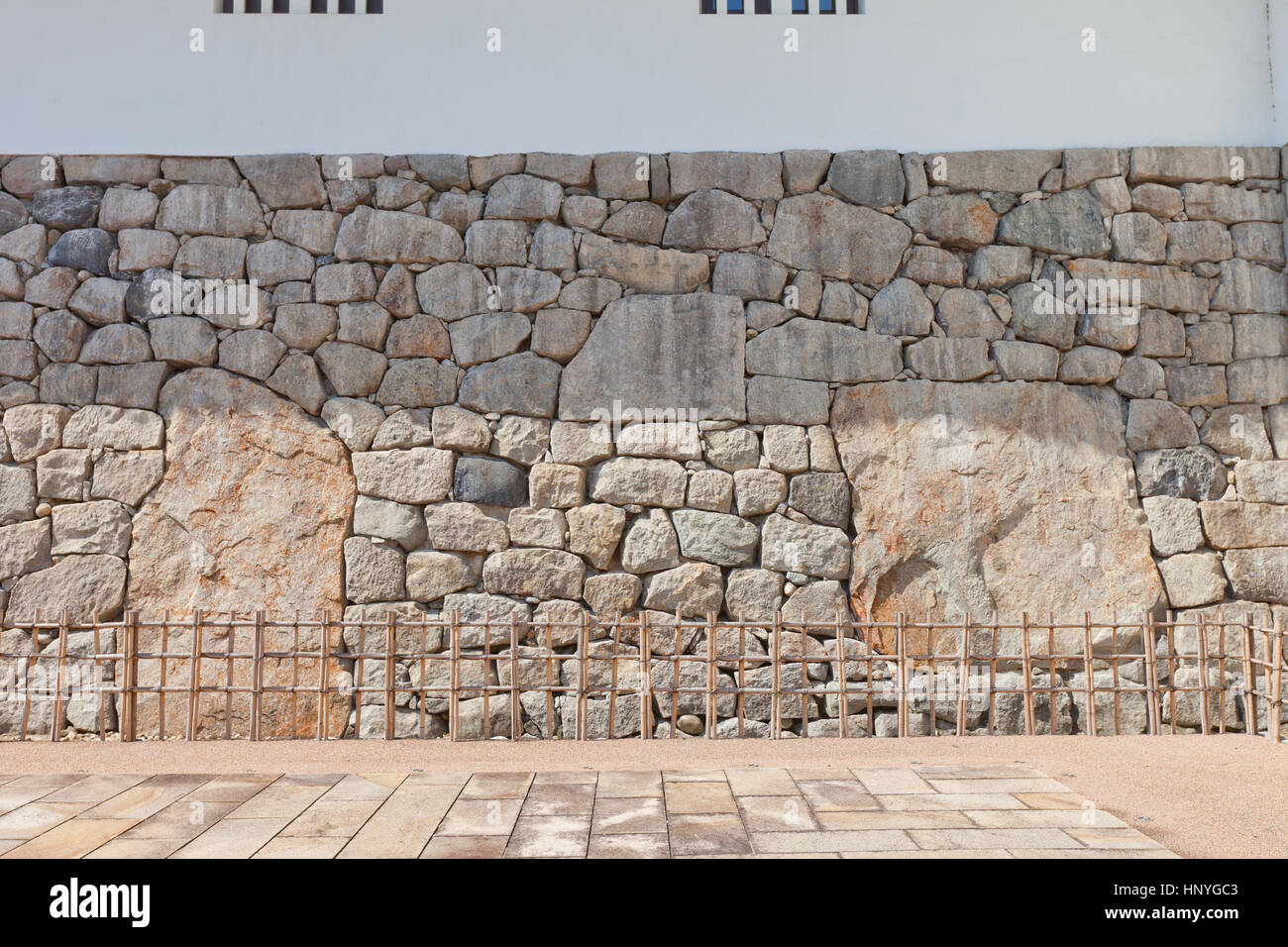 Giant stones in the foundation of the main keep of Toyama castle ...