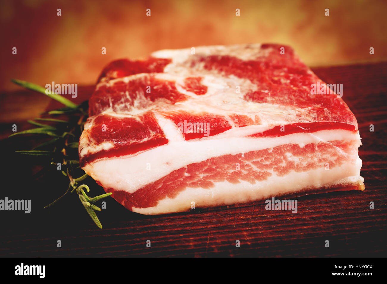 italian bacon "pancetta" - tilt shift selective focus effect photo ...