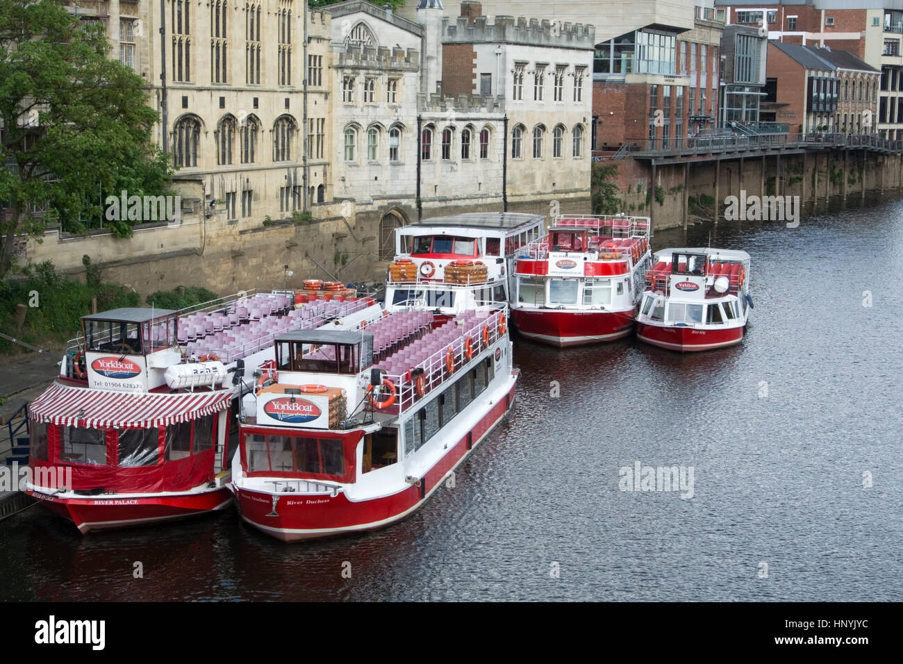 Five River Ouse Sightseeing Boats overhead view of 5 red and white ...