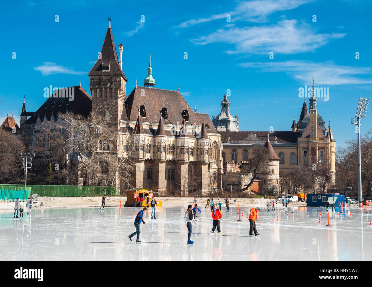 Budapest ice skating vajdahunyad castle hi-res stock photography and ...