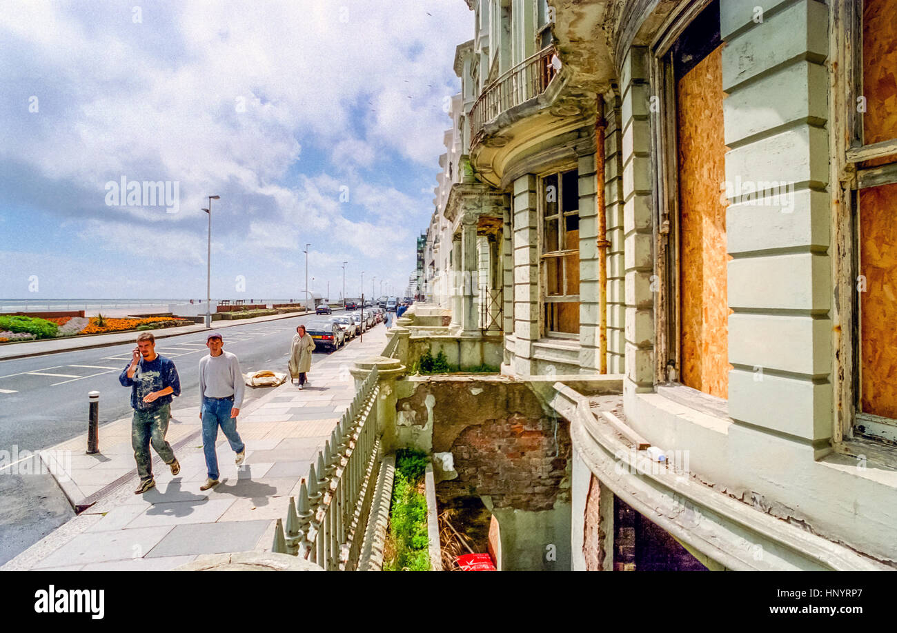 A derelict and abandoned hotel on the seafront at Hastings Stock Photo ...
