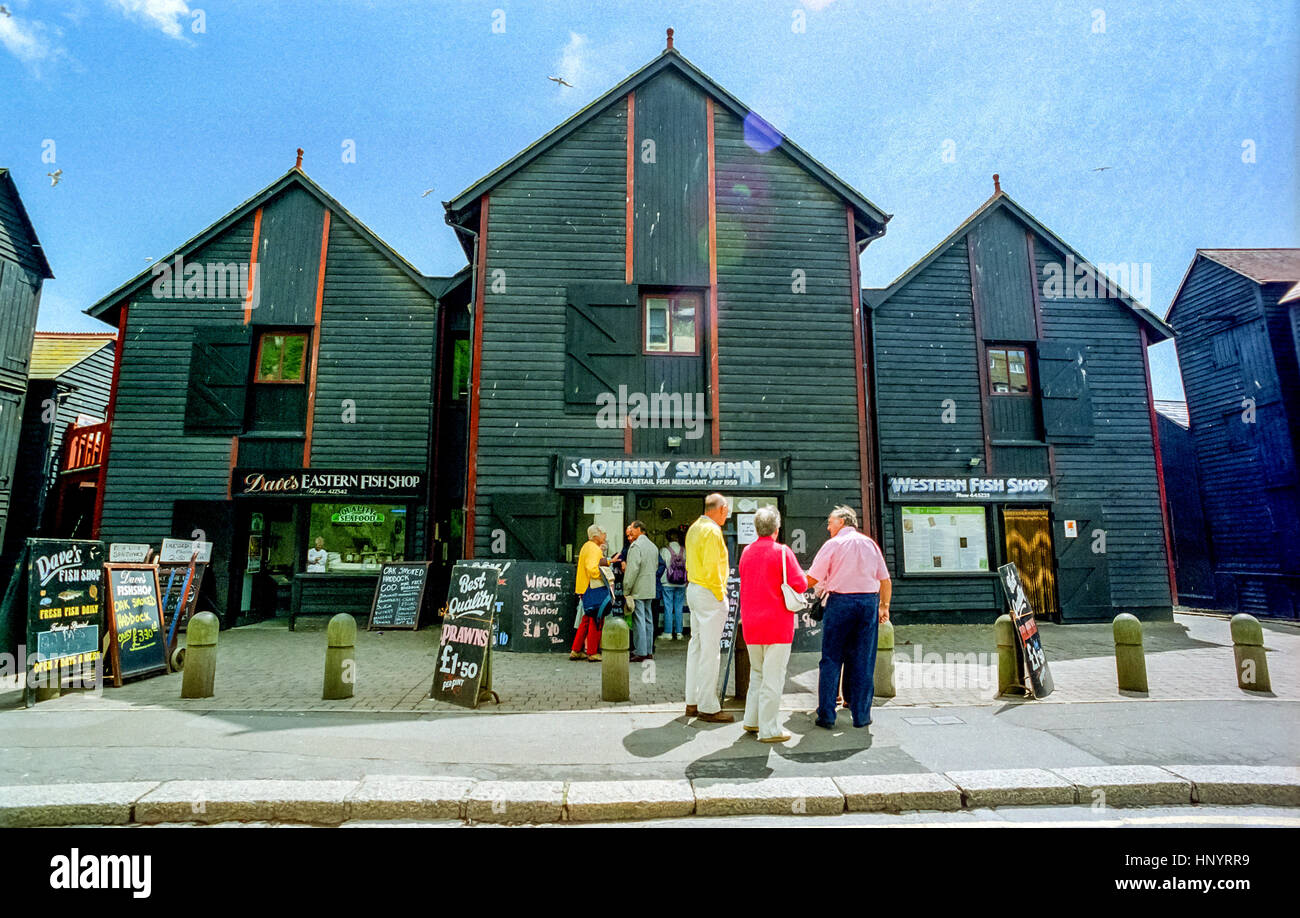 The converted netshops on the seafront at Hastings Stock Photo - Alamy