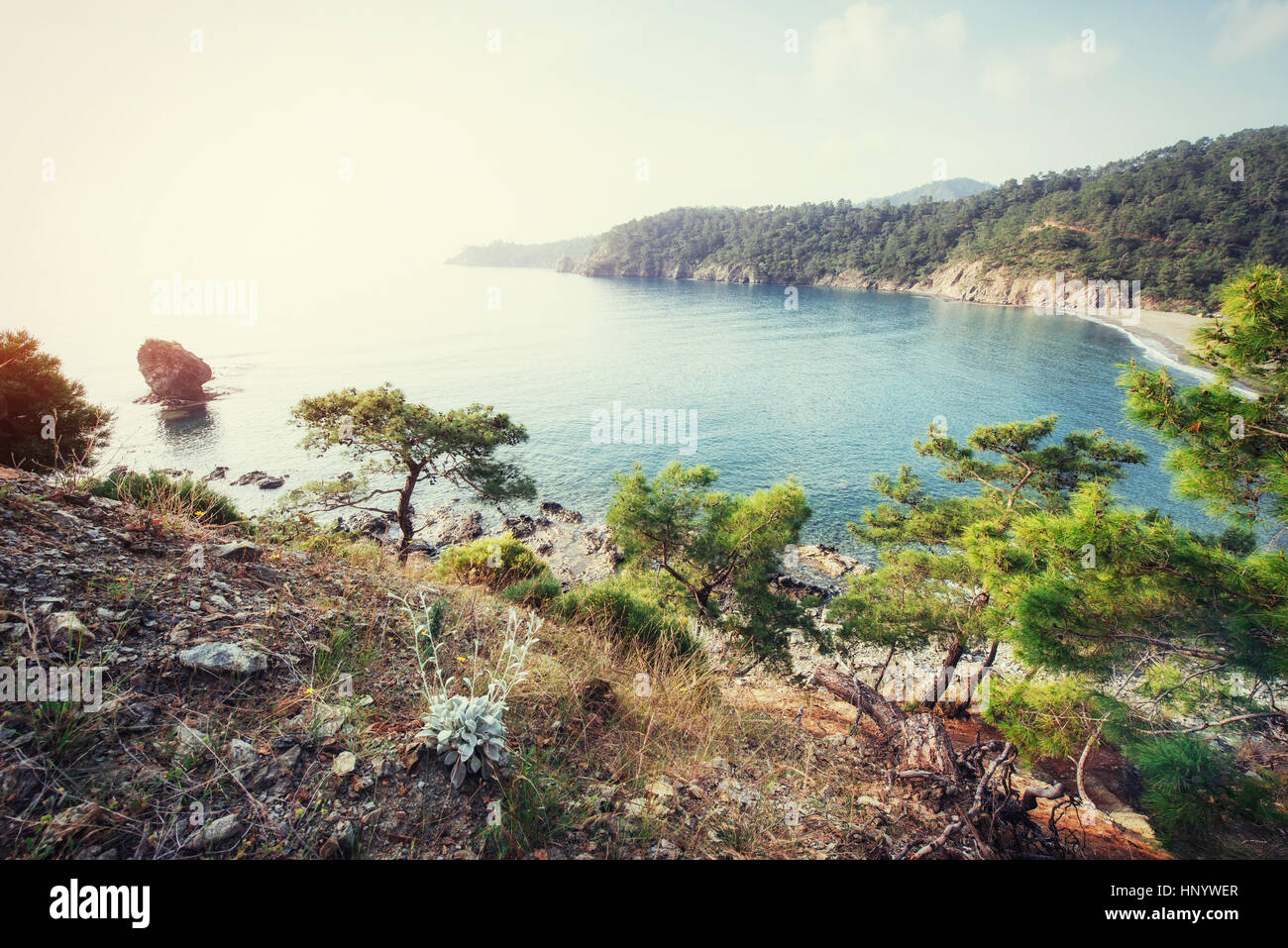 sea between mountains Stock Photo - Alamy