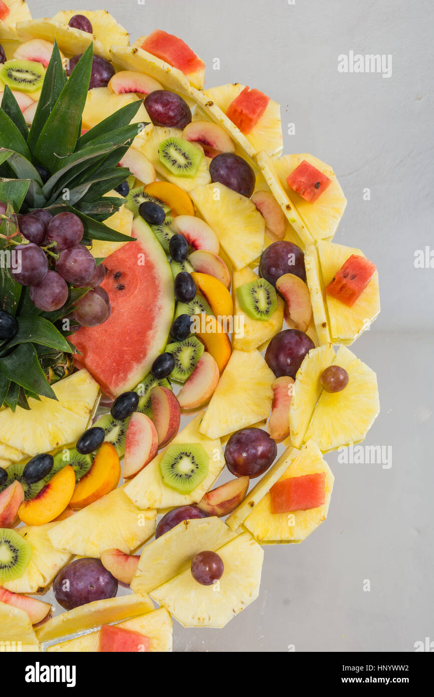 compositions of fresh fruit cut for buffets. typical summer fruits of ...