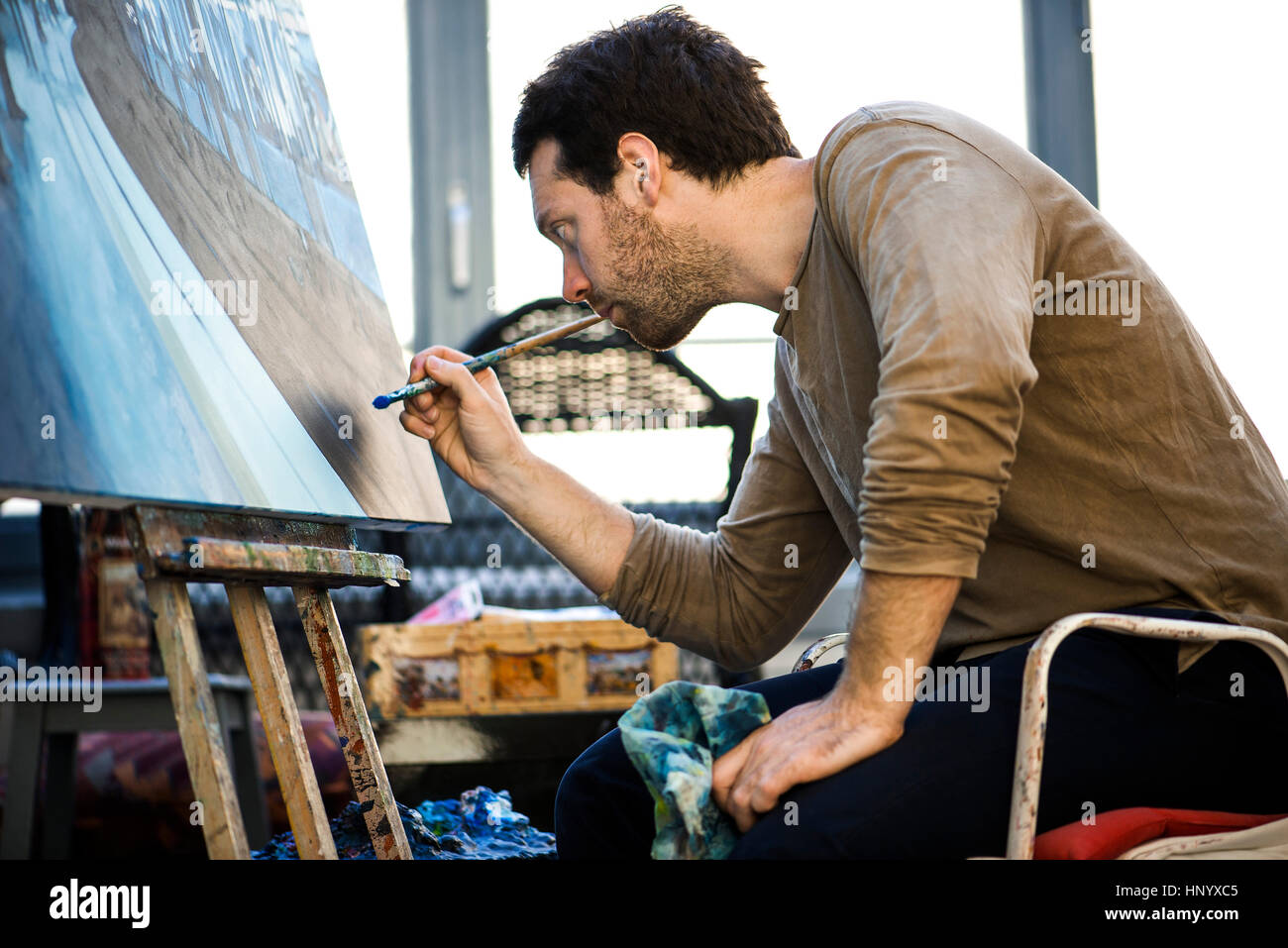 Man artist creating painting on hi-res stock photography and images - Alamy