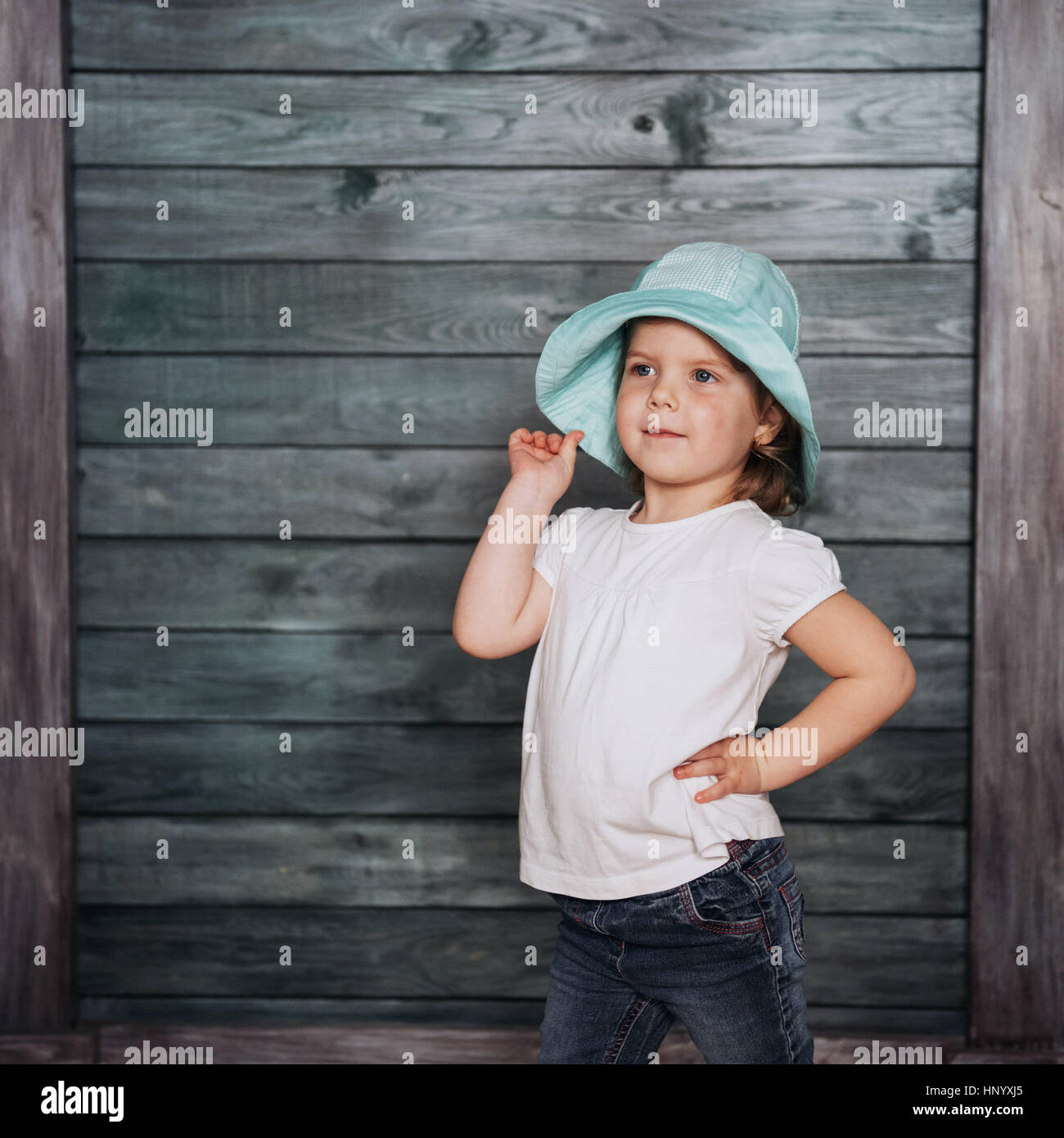 Fashion little girl baby dressed in summer in Panama Stock Photo - Alamy