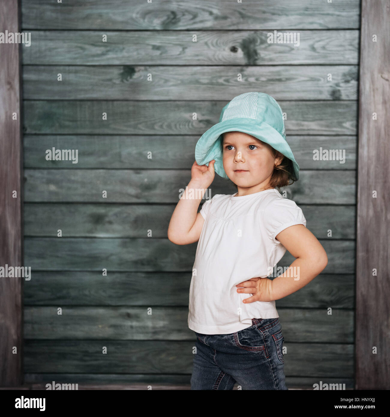 Fashion little girl baby dressed in summer in Panama Stock Photo - Alamy