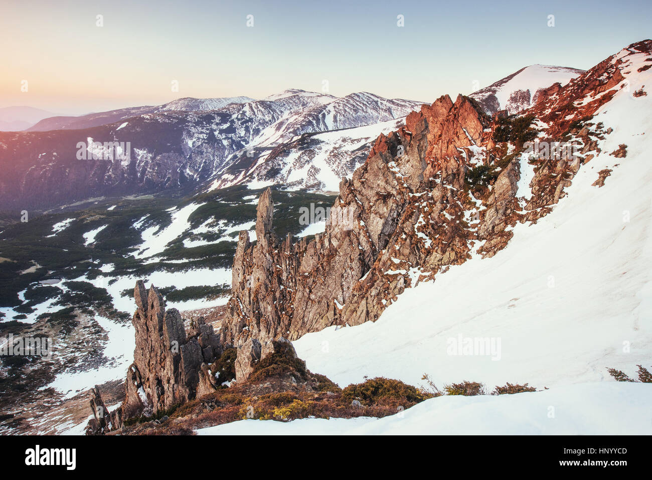 Colorful spring landscape of mountain ranges in the Carpathians Stock ...